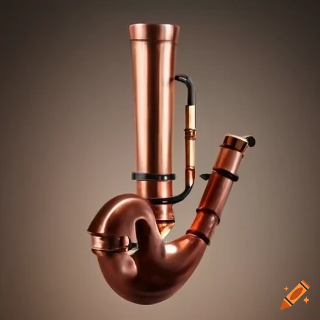 Hand-crafted musical instrument made from copper pipes on Craiyon