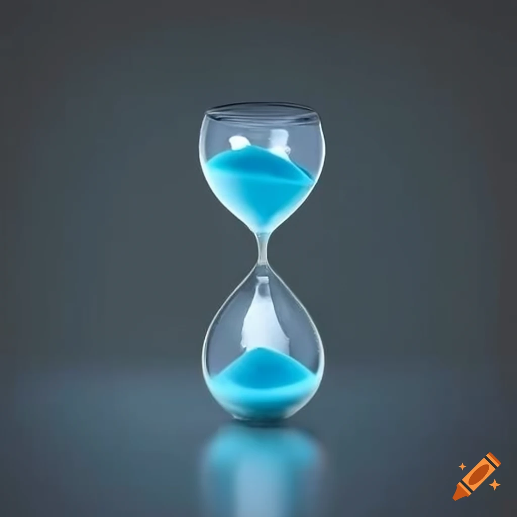 Hourglass with blue sand on Craiyon