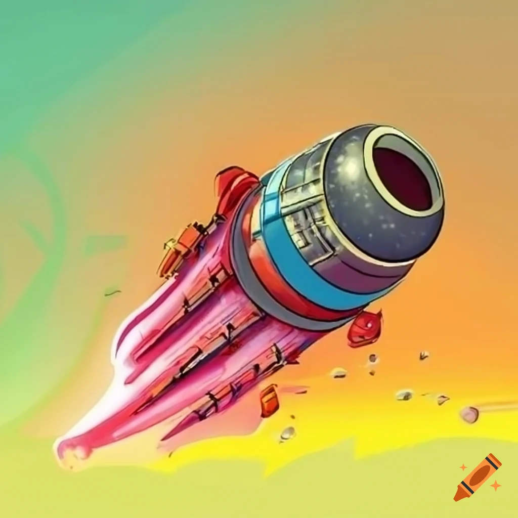Cartoon-style sci-fi spaceship engine booster jet on Craiyon