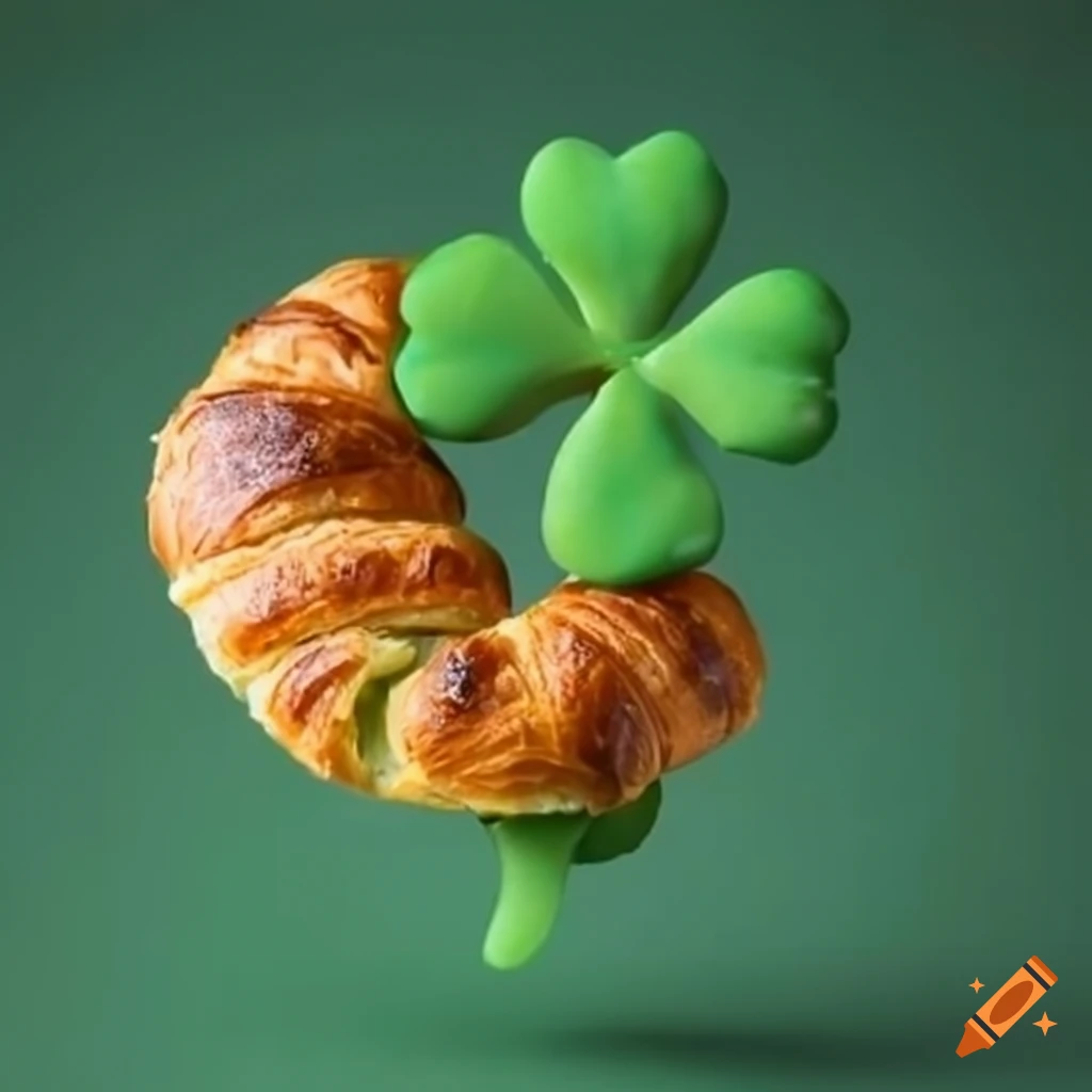 Three-leaf clover shaped croissant pastry on Craiyon