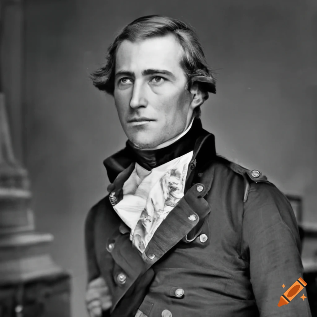 Intense portrait of a handsome revolutionary war era man on Craiyon