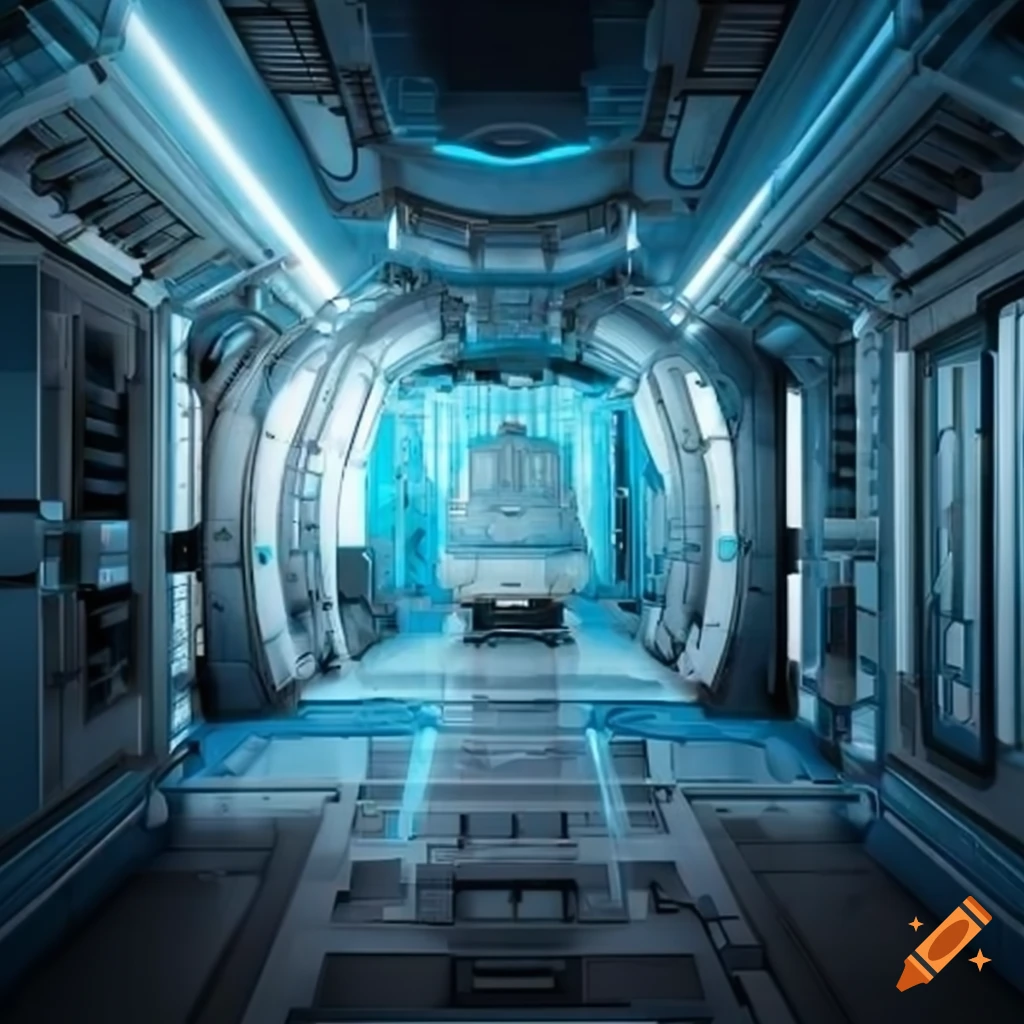 Sci-fi medical room with advanced medical equipment in a complex construction on Craiyon