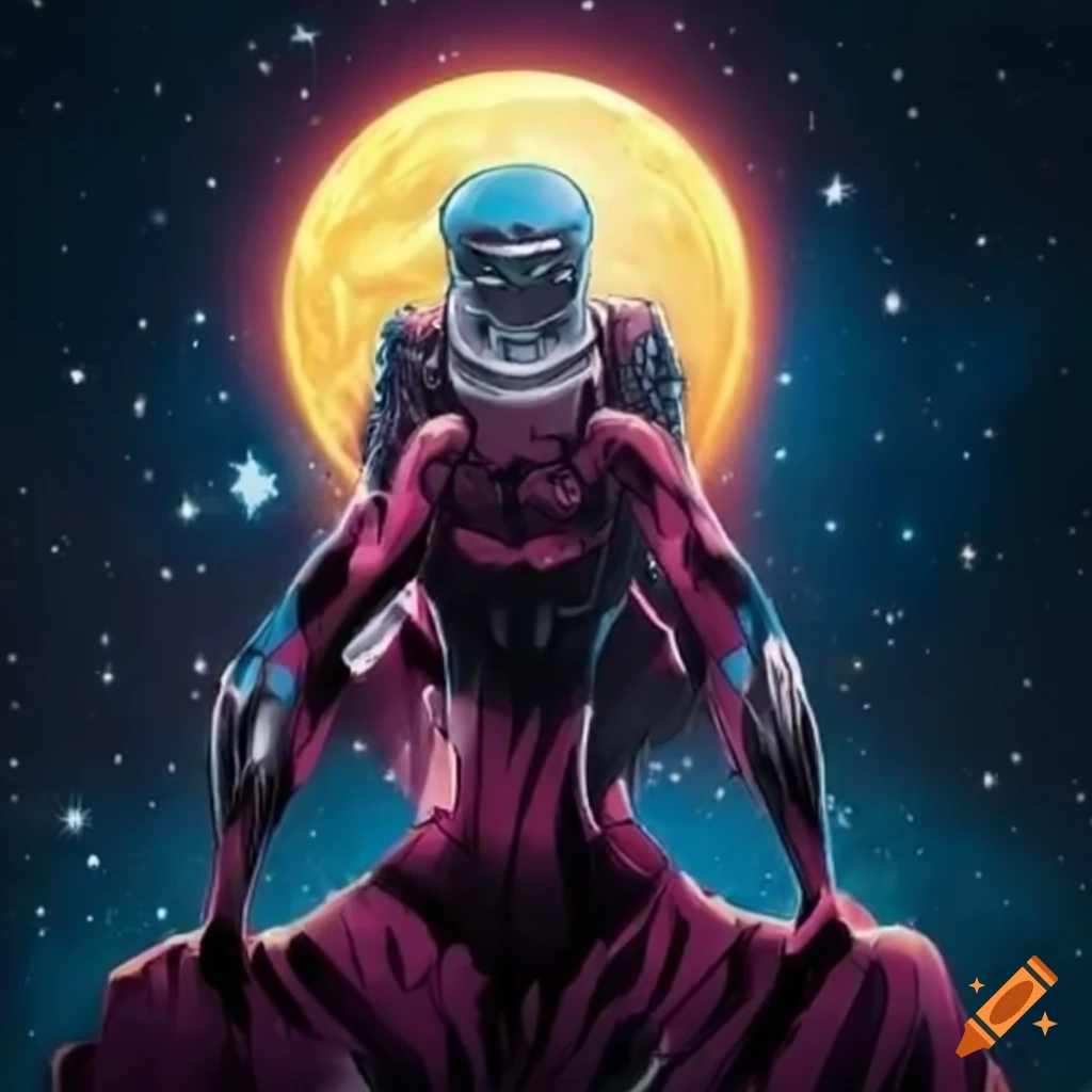 Manga superhero eating a star in space on Craiyon