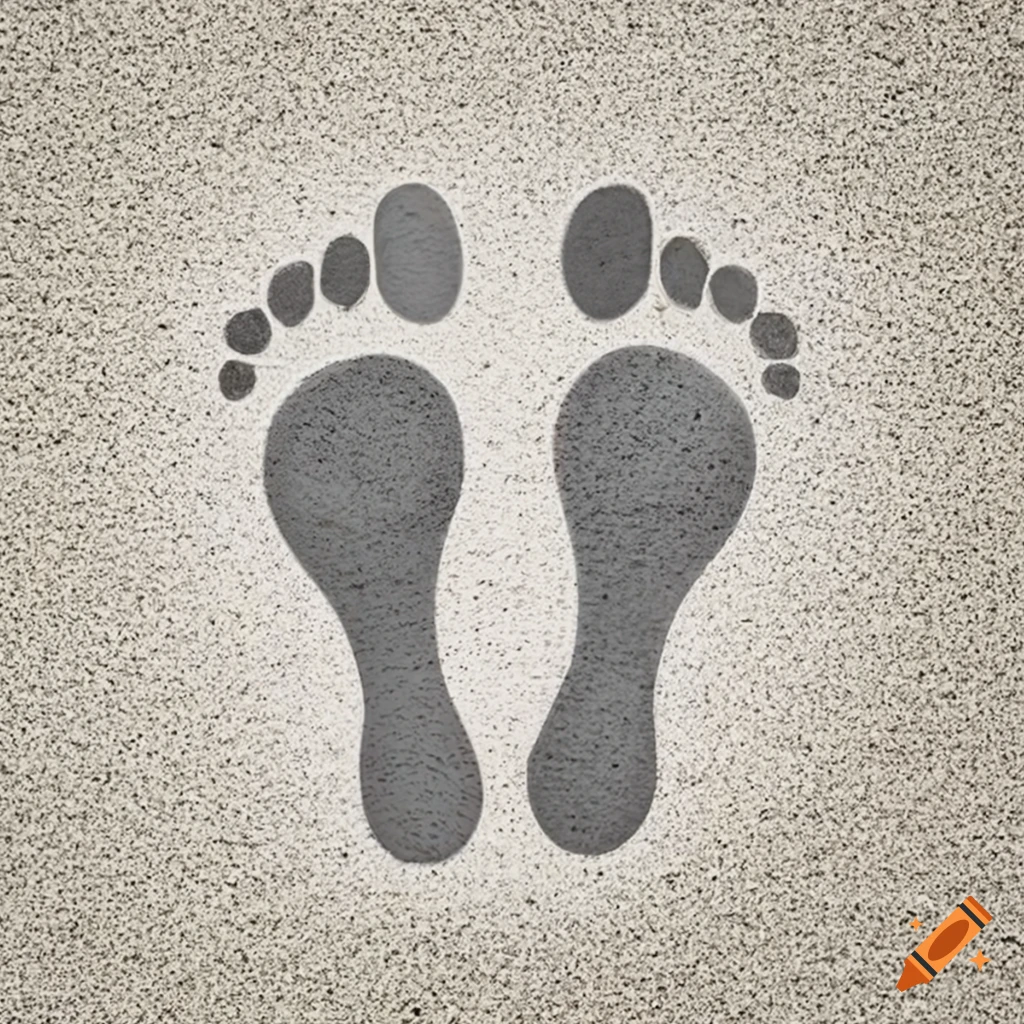 Footprint logo with five toes on white sand texture on Craiyon