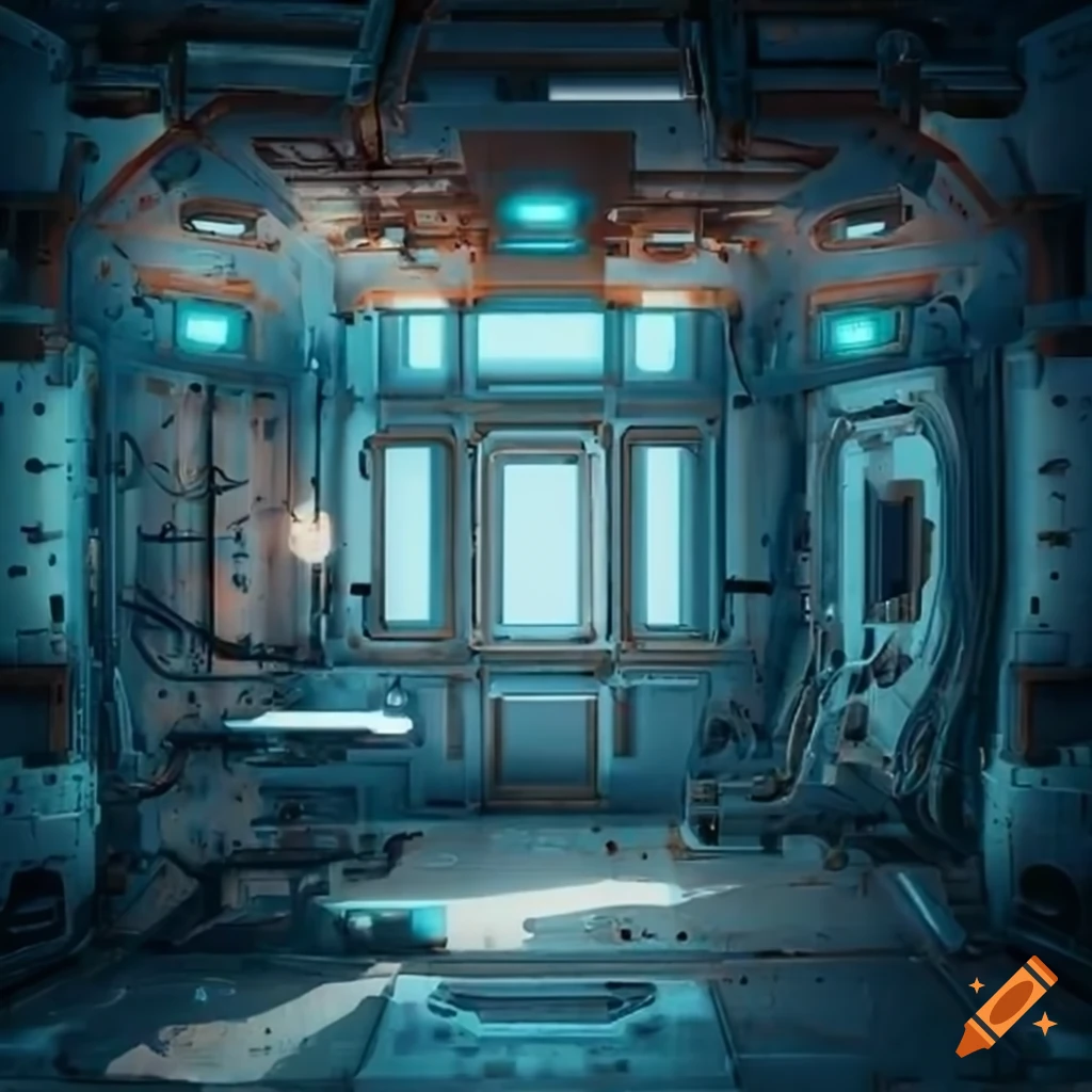 Rusted complex construction with a sci-fi medical room on Craiyon