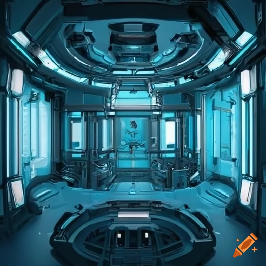 Sci-fi medical room with advanced medical equipment in a complex ...