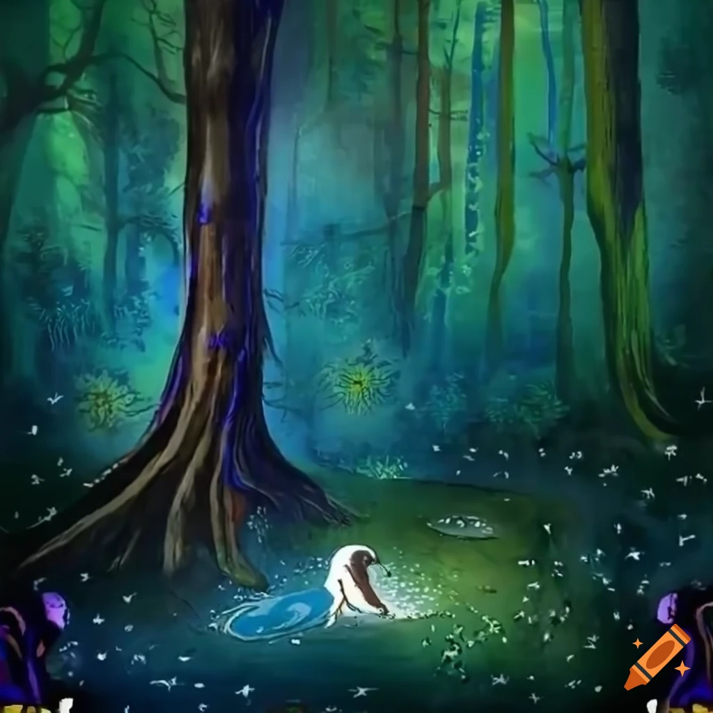 Enchanted forest with a majestic Black Labrador Retriever under ...