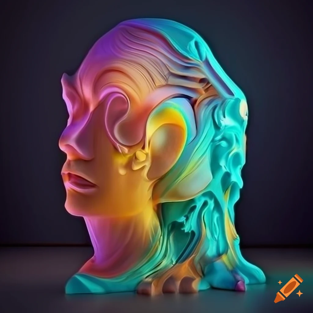 Abstract 3d colorful sculpture with intricate details on Craiyon