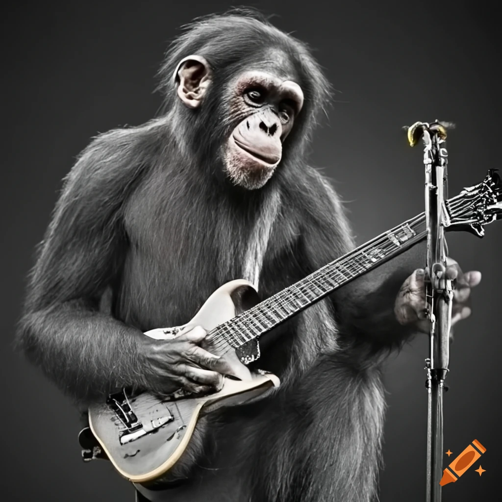 Chimpanzee rock band on Craiyon