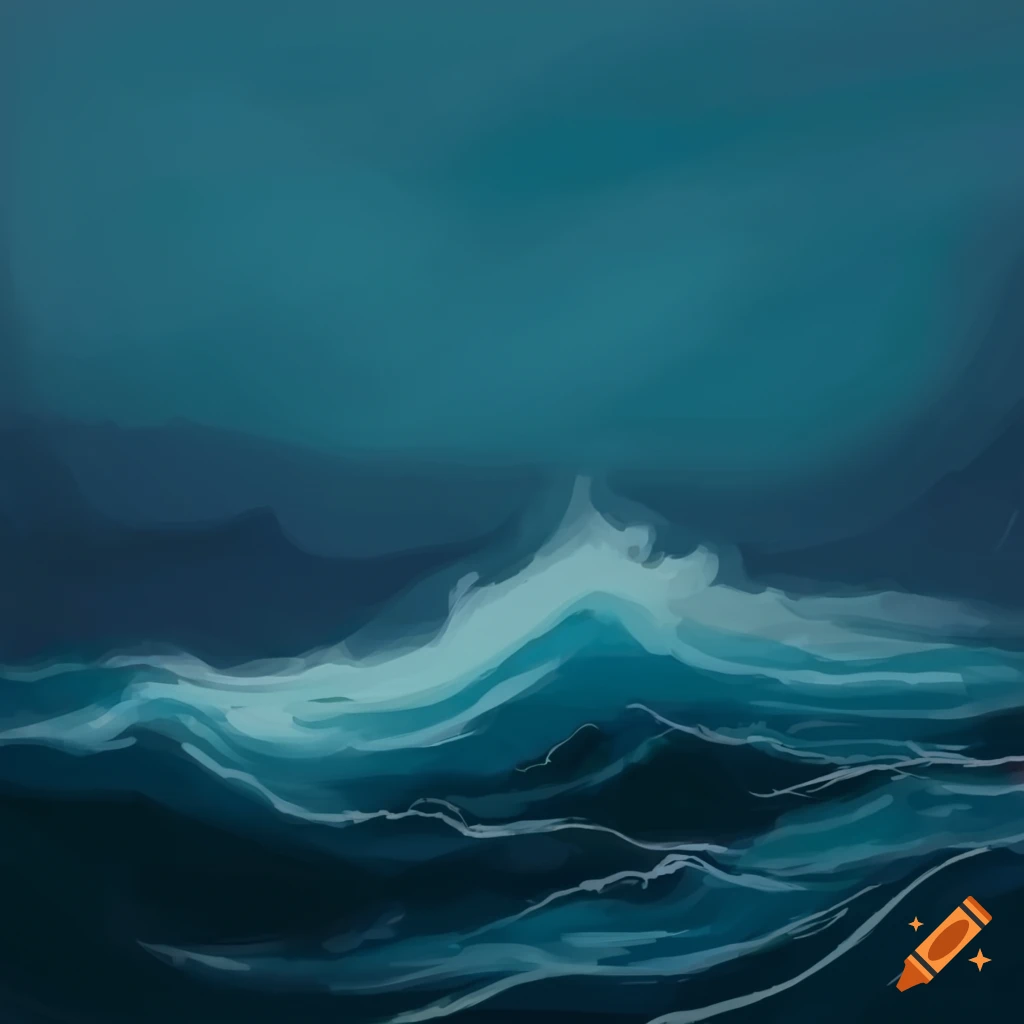 Minimalist stormy ocean in inky style on Craiyon
