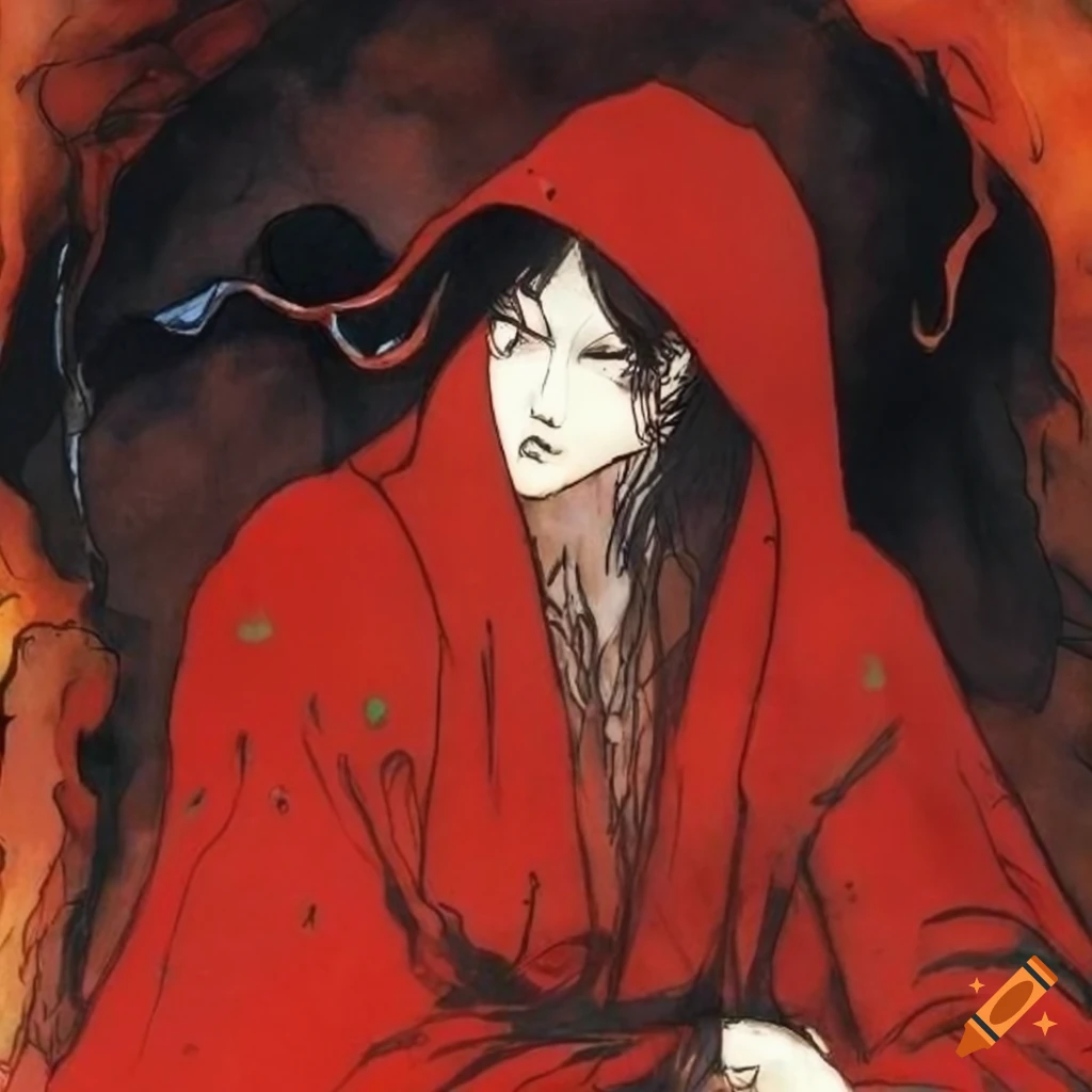Handsome man in red robe in cave, final fantasy concept art by ...