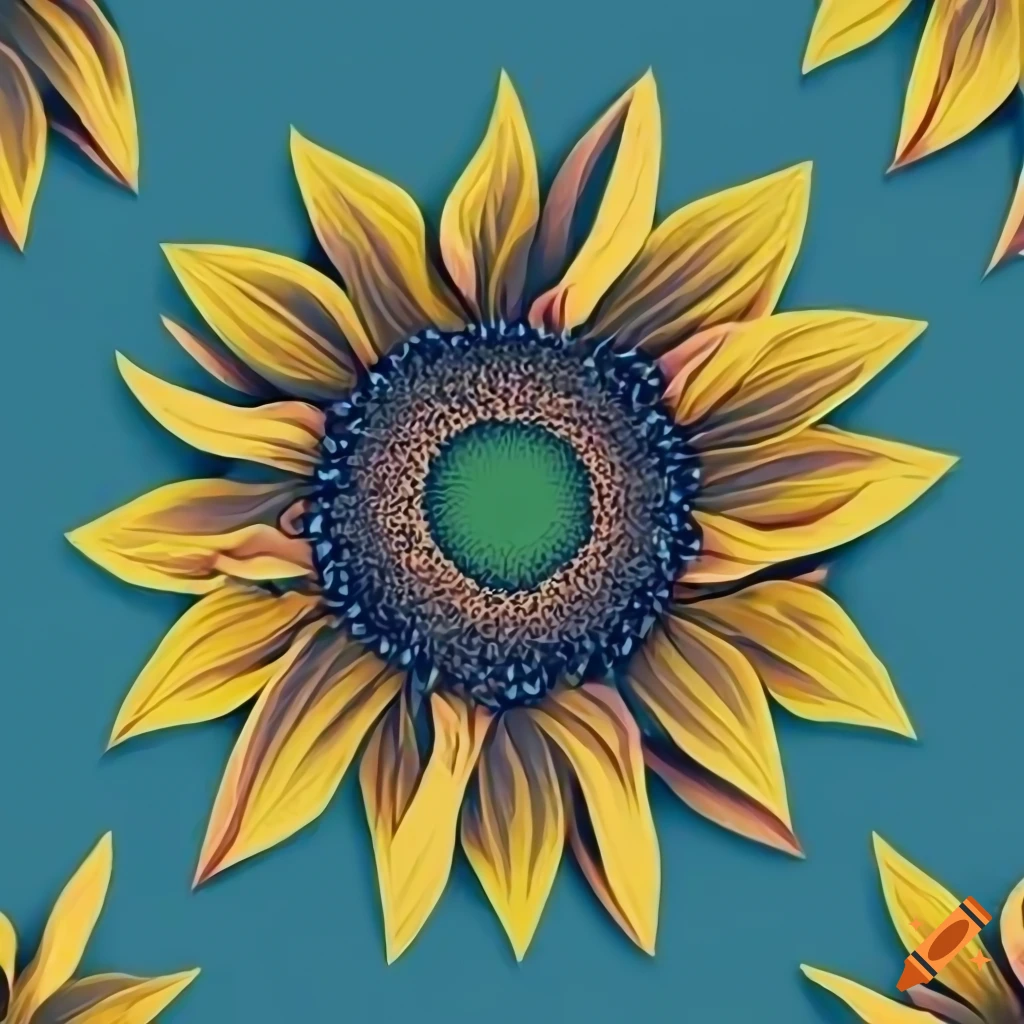 Stylized sharp sunflower in vibrant 8k high definition drawing on Craiyon