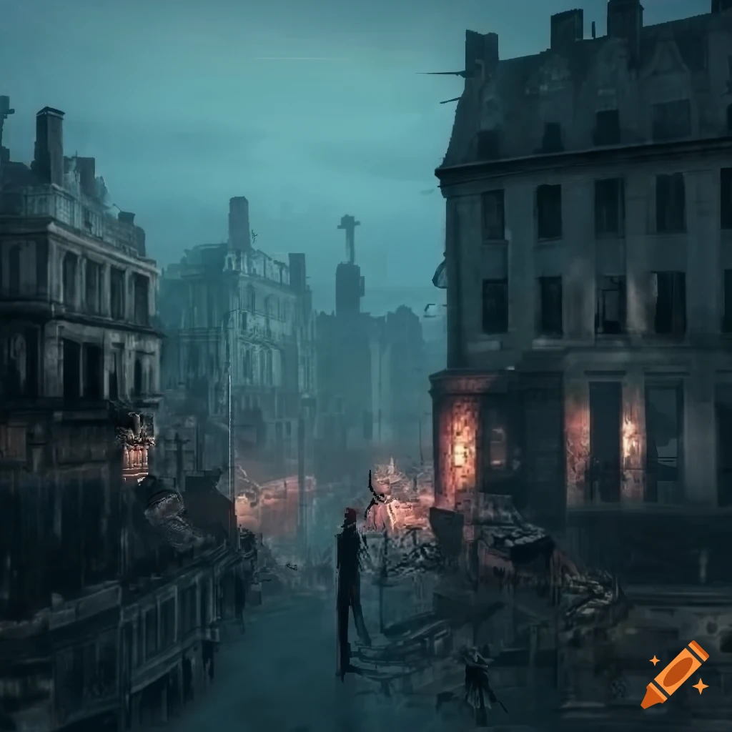 Apocalyptic landscape of Paris with the reaper collecting souls on Craiyon