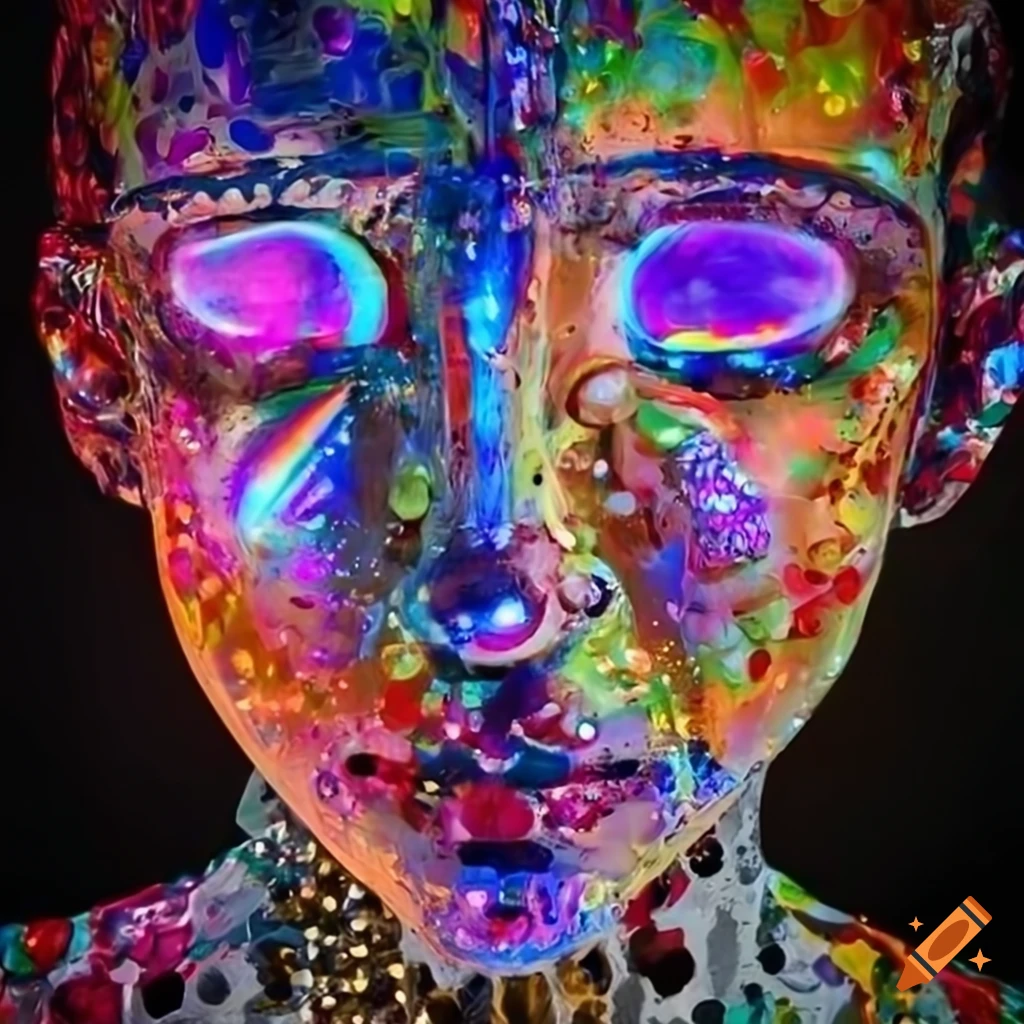 4k ultra hd photo of surreal neo-pop figures surrounded by geometric ...