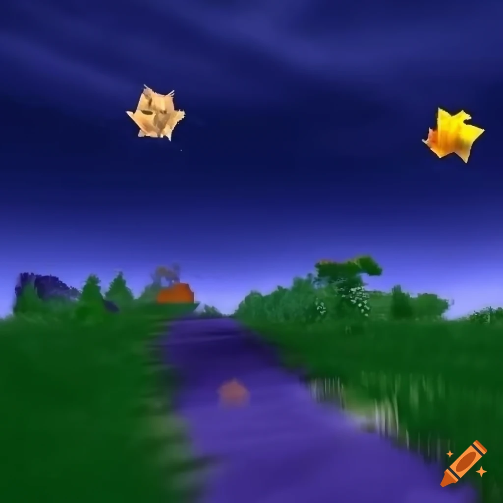 Super mario 64 landscape on Craiyon