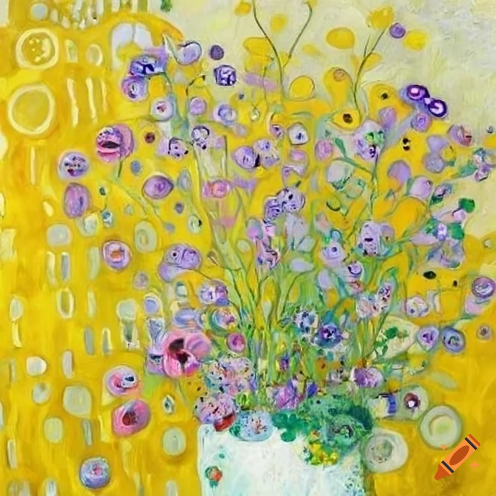 Abstract spring flora painting by Gustav Klimt on white background on ...