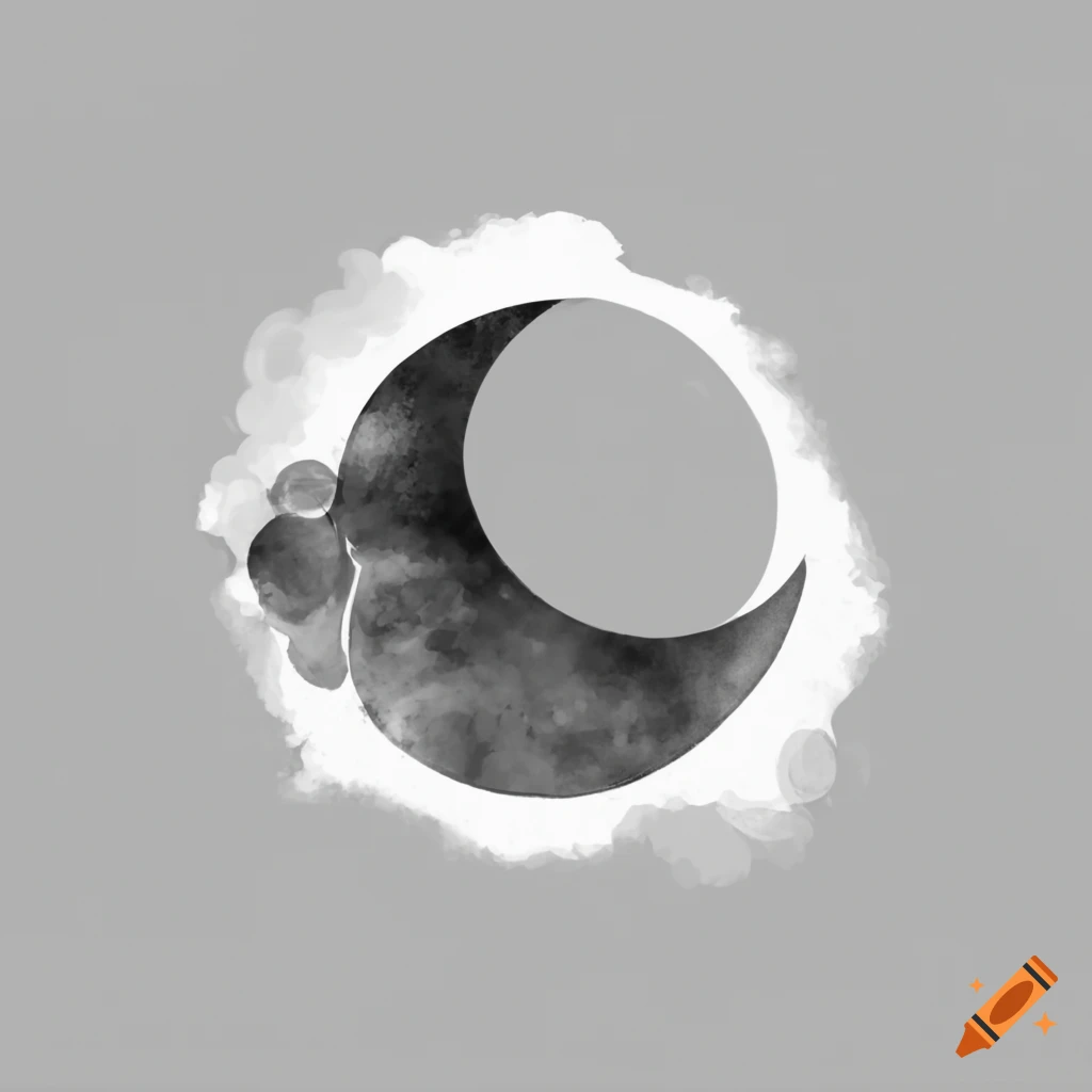 Minimalist beauty company logo with a crescent moon and a soft breeze ...