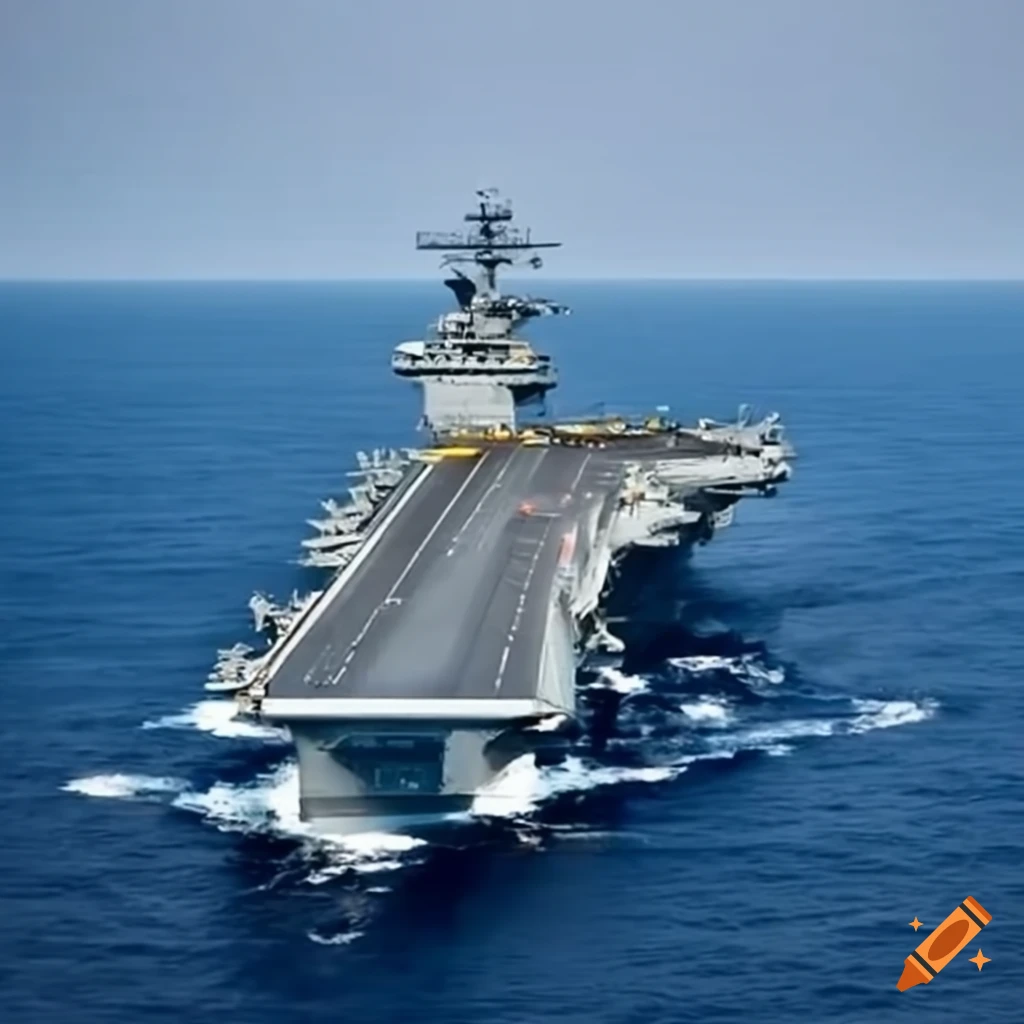 Realistic photo of an aircraft carrier in the ocean on Craiyon