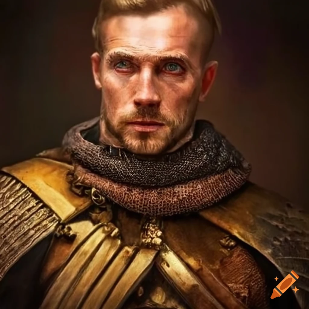 Intense portrait of a handsome saxon warrior on Craiyon