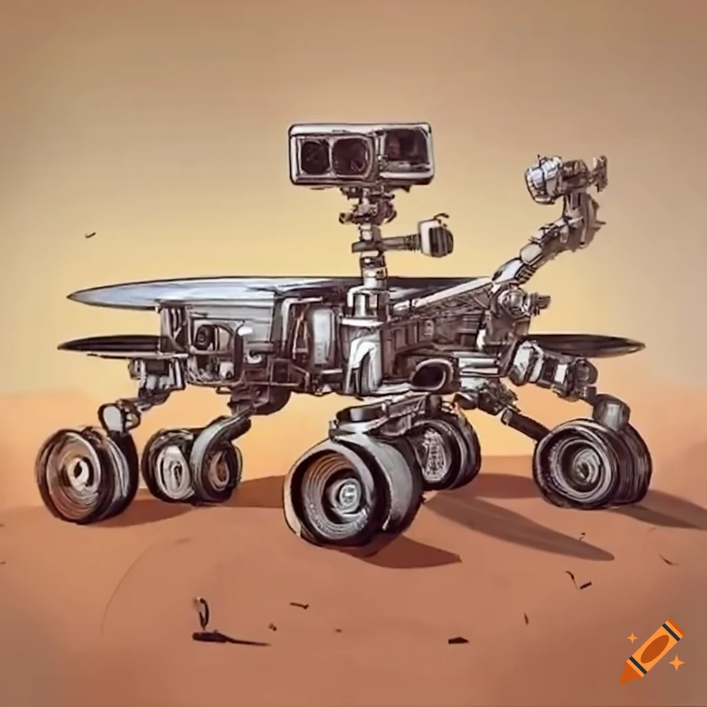 Mars rover with solar panel and articulated arm on Craiyon