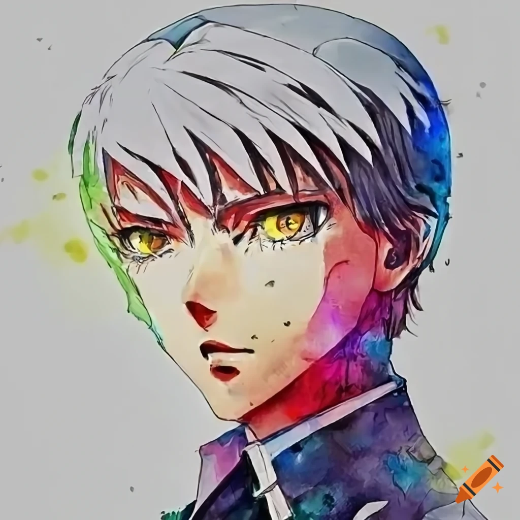 Portrait of Persona 4's protagonist Yu Narukami with yellow eyes and ...