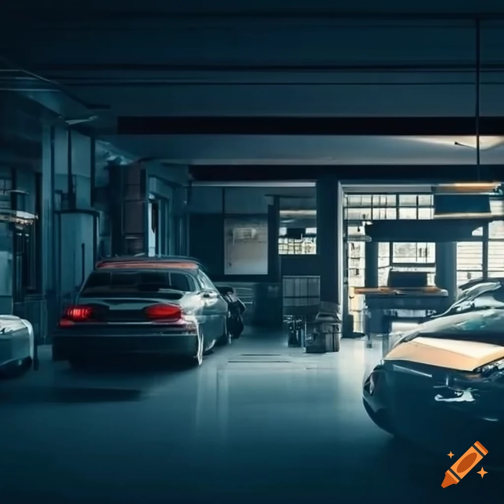 Car workshop with industrial and modern japanese style on Craiyon