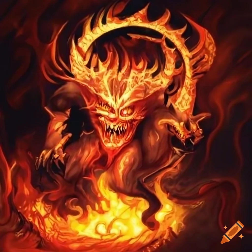 Illustration of a fire demon on Craiyon