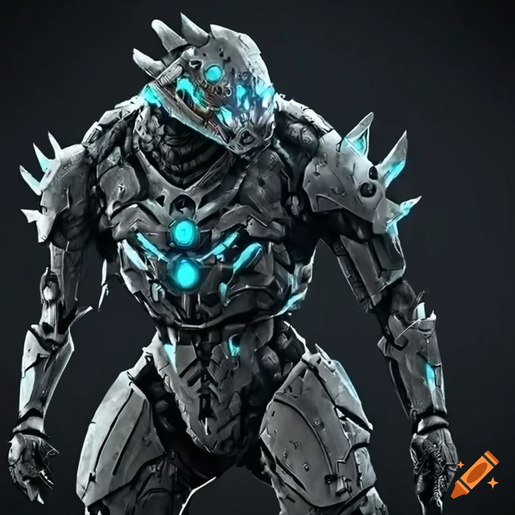 Cybernetic battle armor inspired by Godzilla on Craiyon