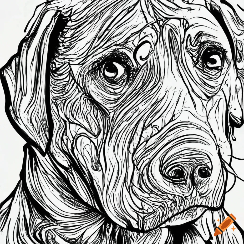 Dog line drawing for coloring on Craiyon