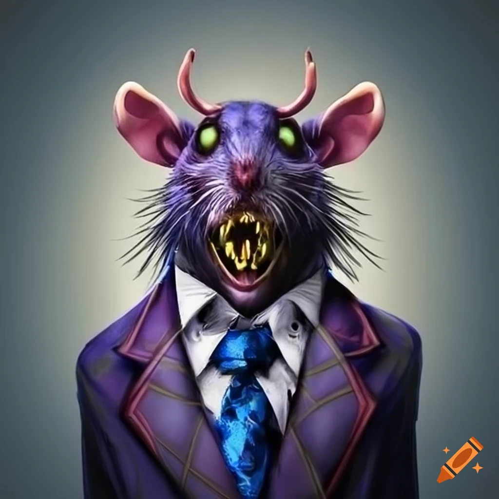 Horned rat wearing a blue tie on Craiyon