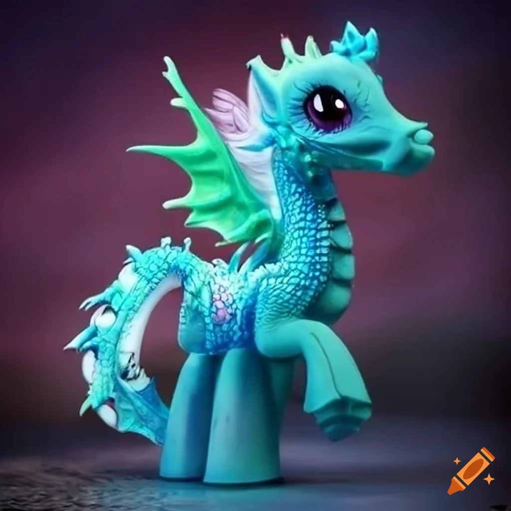 Illustration of an irish my little pony water dragon on Craiyon