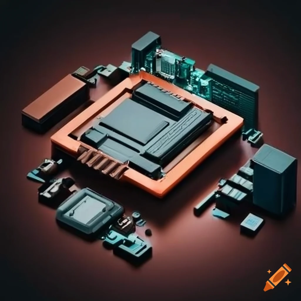 City made of computer parts on Craiyon