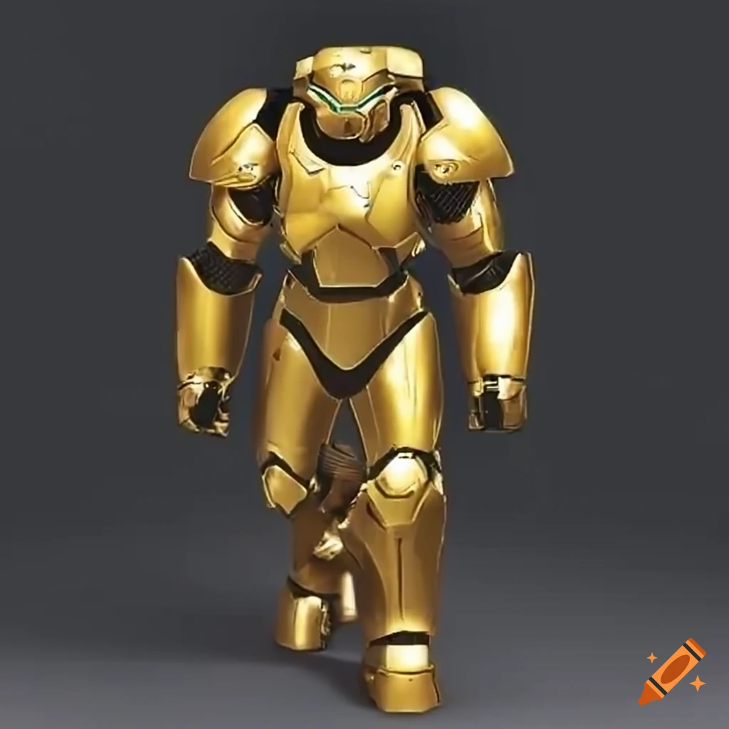 Full body golden power armor on Craiyon