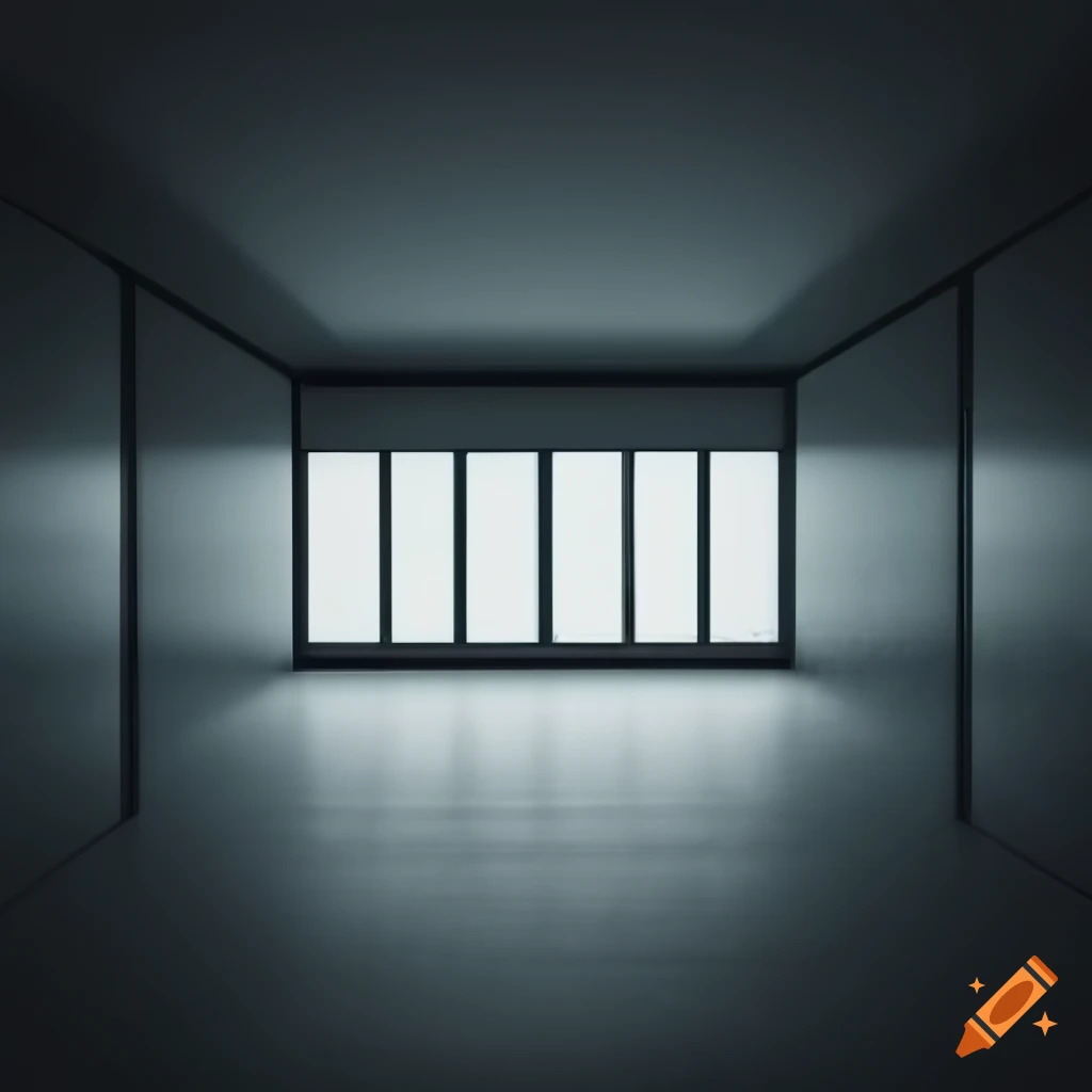 Modern empty space with contrasting dark and bright windows on Craiyon