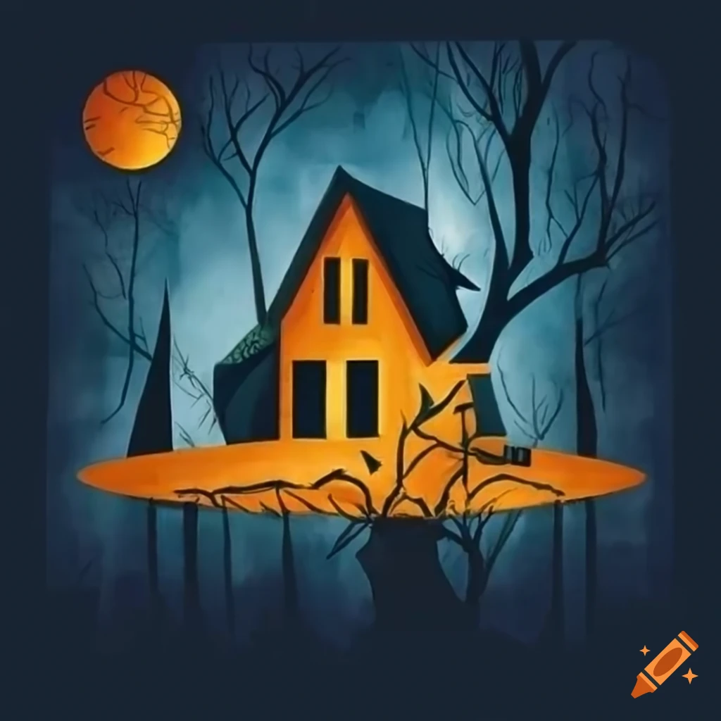 Haunted tree house with abstract geometric shapes art on Craiyon