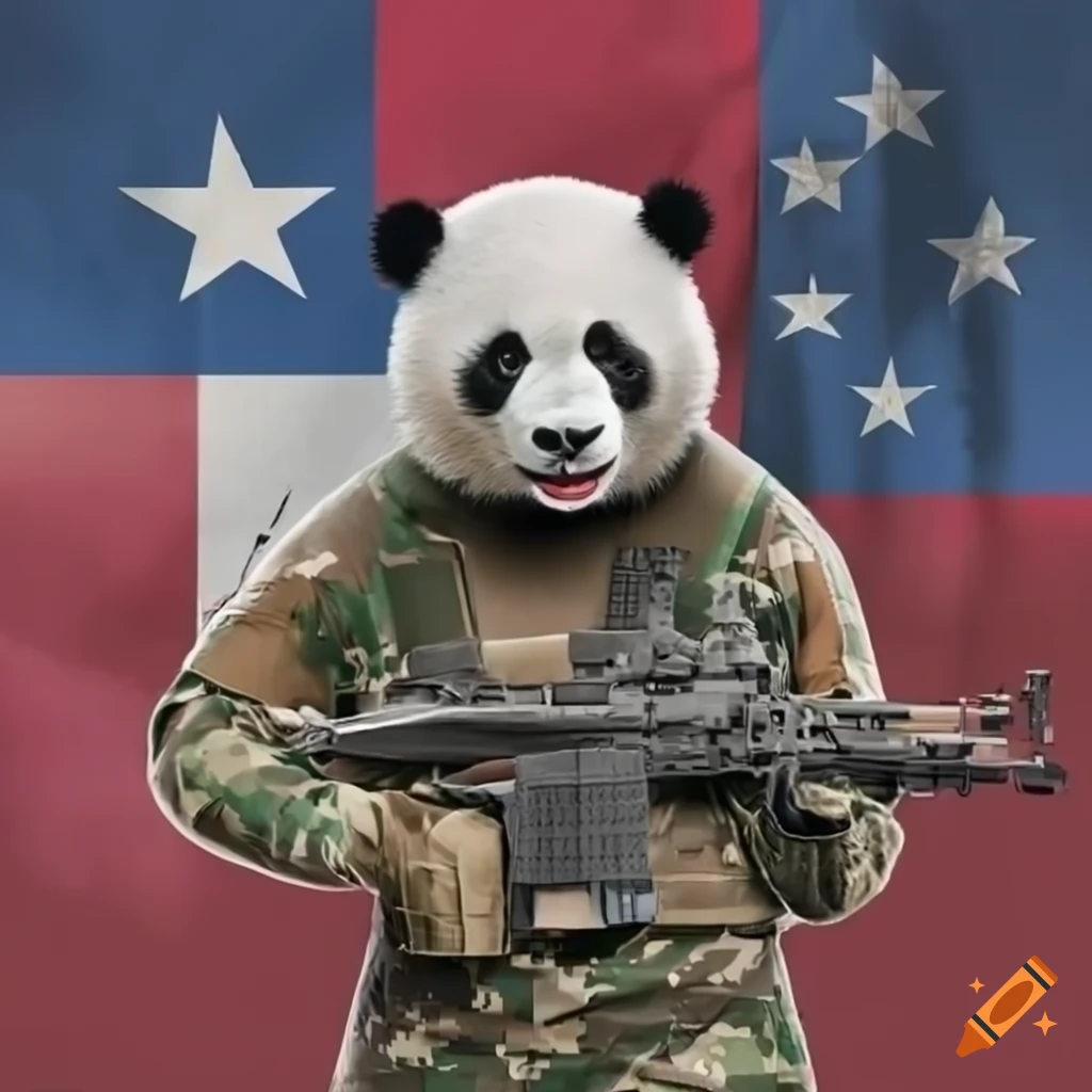 Angry panda in military uniform with texas state flag in background on ...