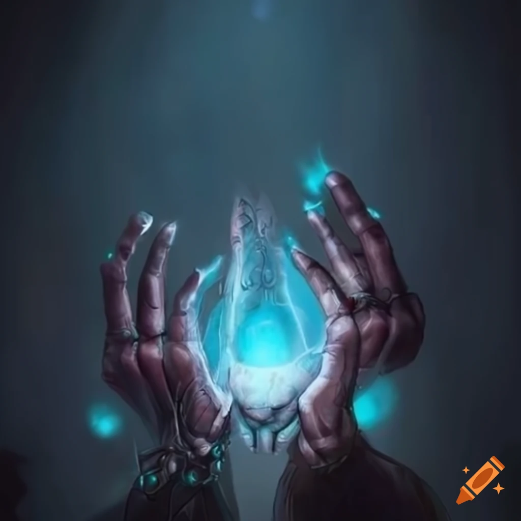 Metal hand emerging from a void portal on Craiyon