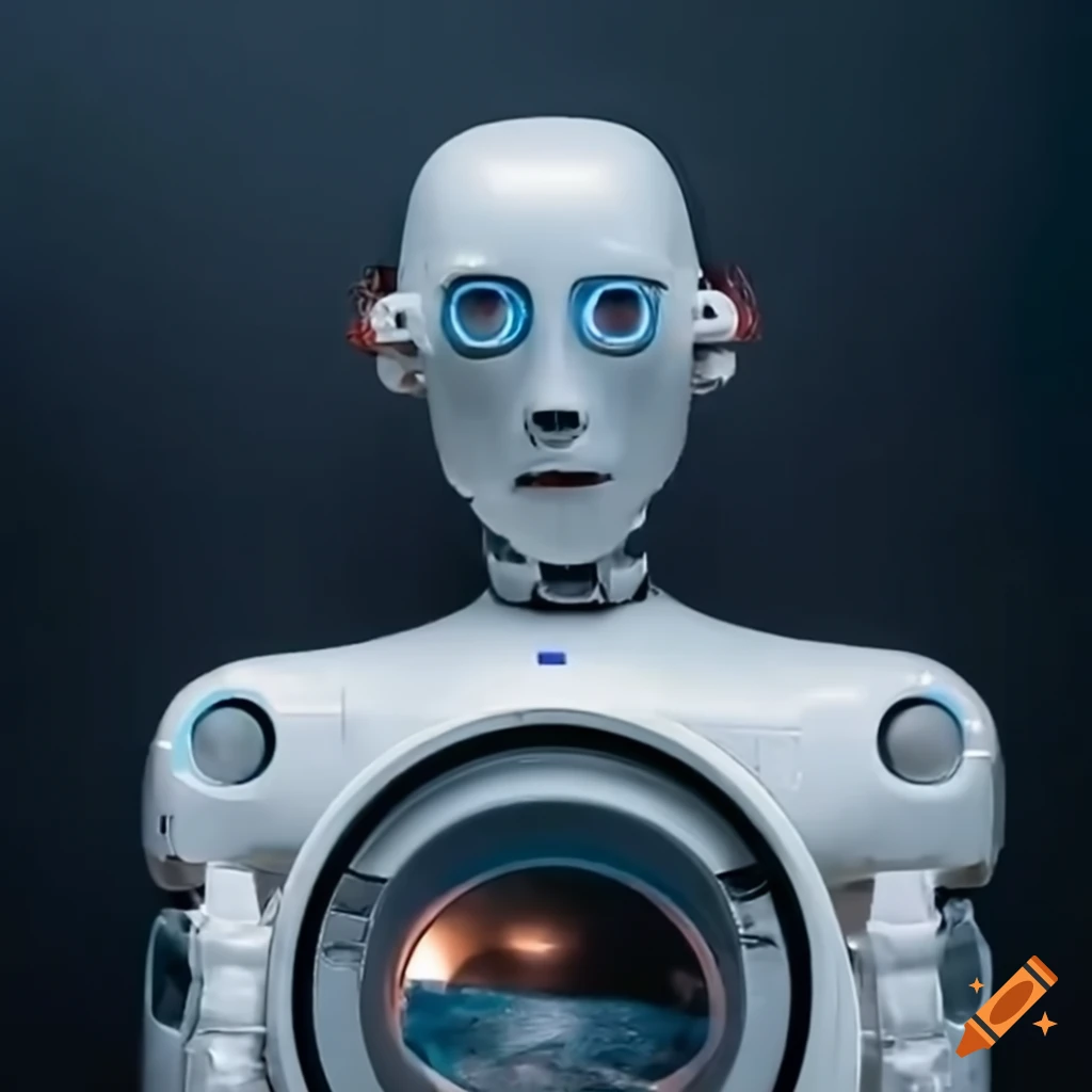 Robot with integrated washing machine for laundry tasks on Craiyon