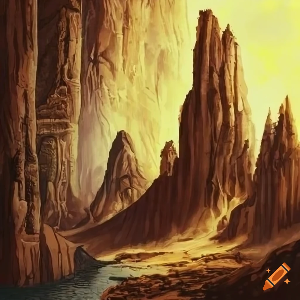 Portrait of the first age petrified landscape in a tolkien-inspired ...