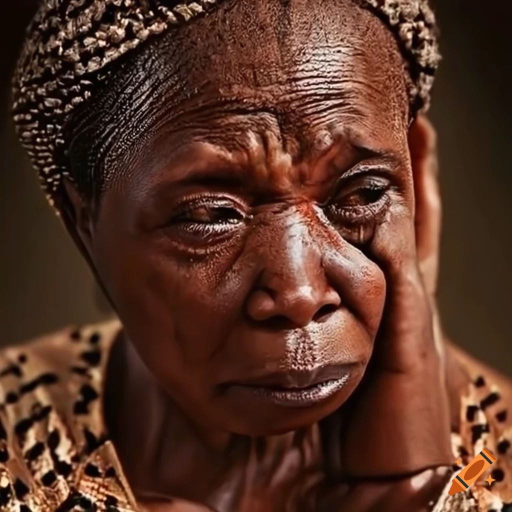 Grieving african mother mourning her husband on Craiyon