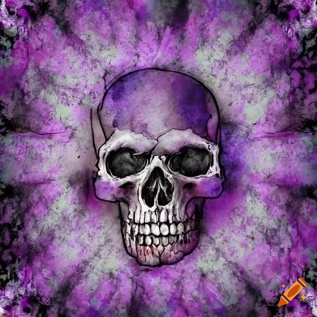 Dark grunge art with purple evil skulls and spraypaint optical illusion on Craiyon