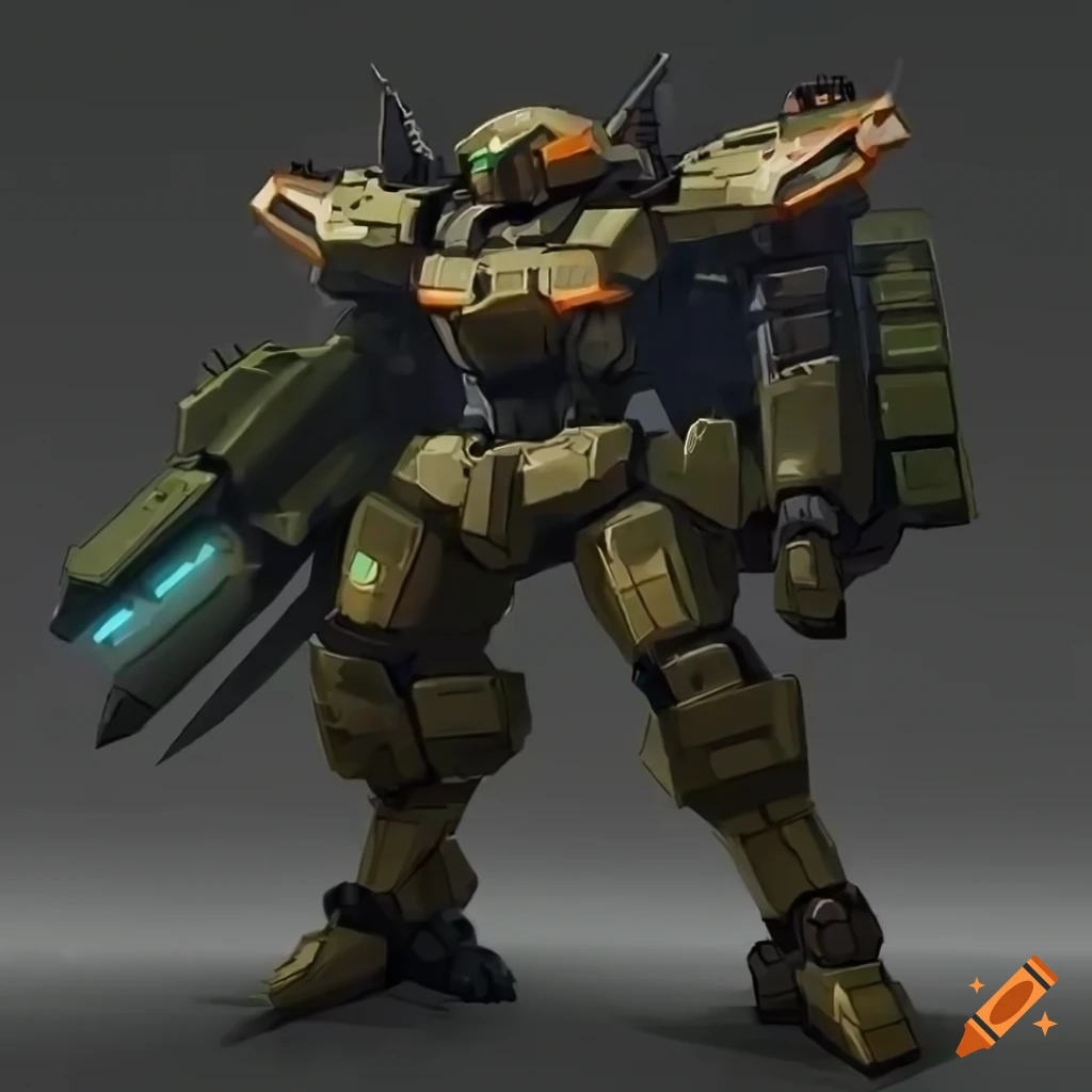 Anime military mecha with muted colors on Craiyon