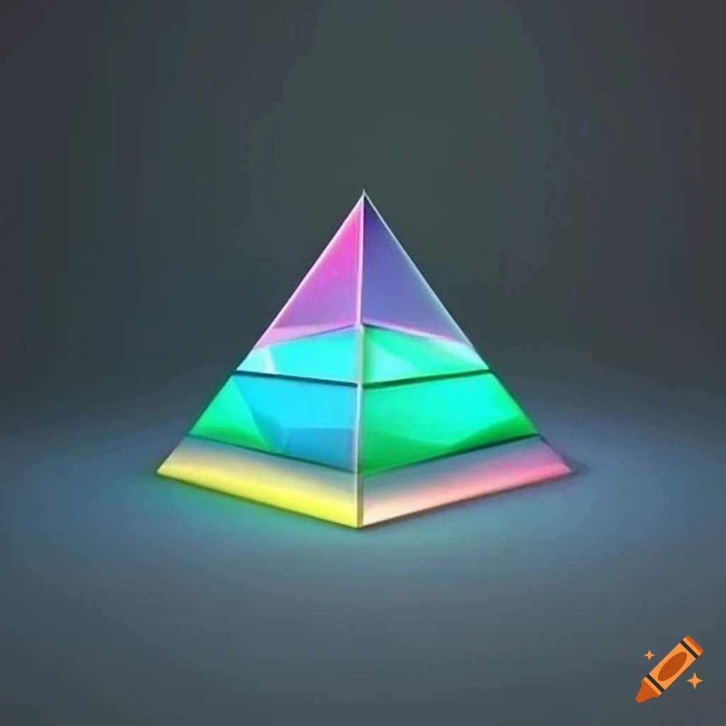 Colorful 3d rainbow pyramid prism on Craiyon