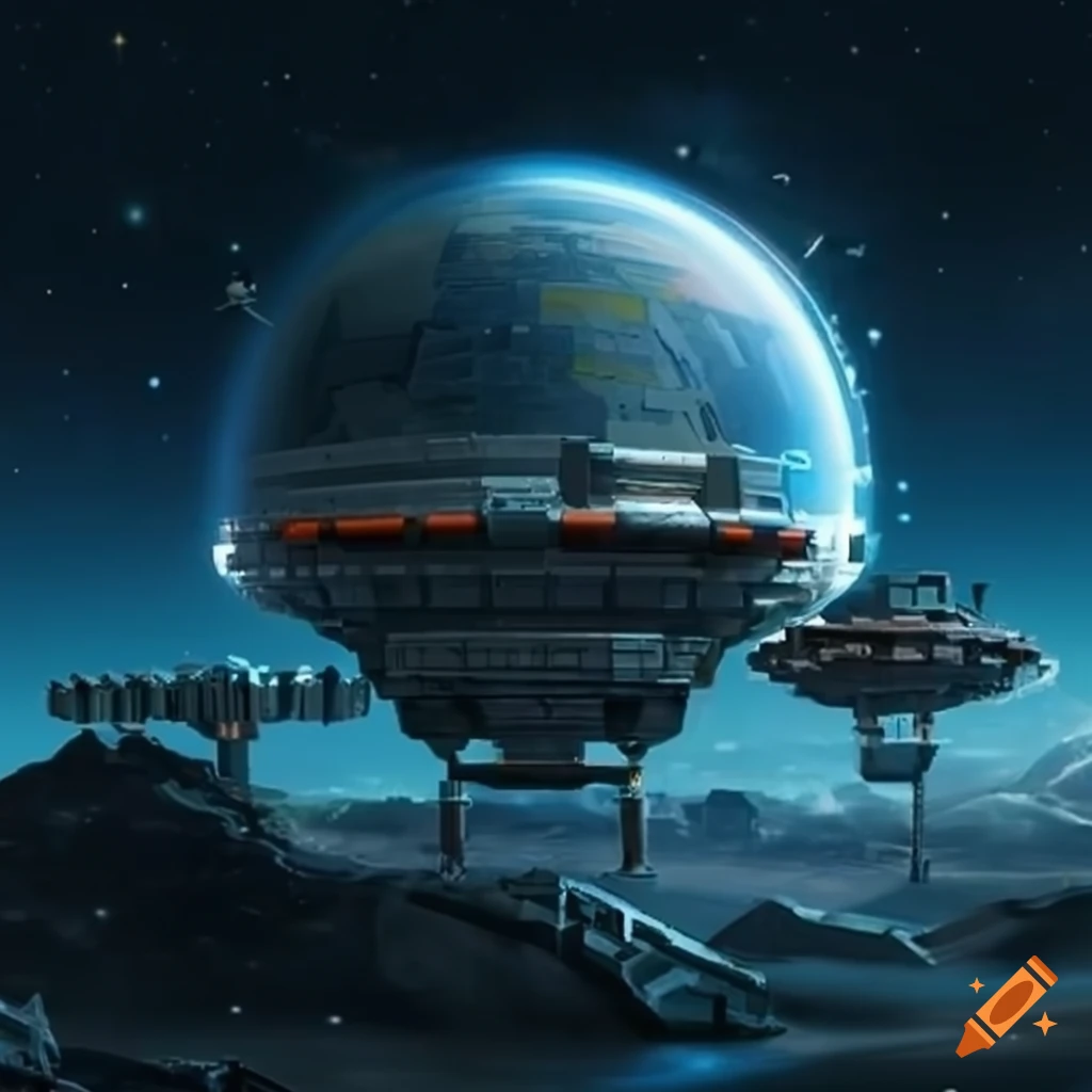 Sci-fi space station construction on Craiyon