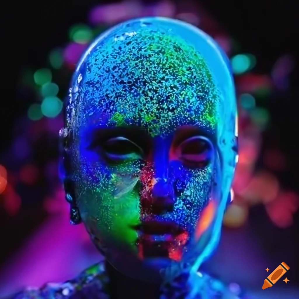 4k ultra hd photo of surreal neo-pop figures surrounded by geometric ...