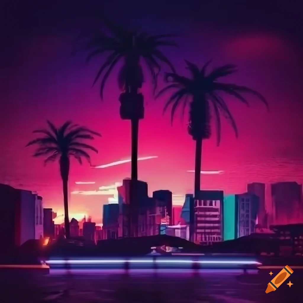 GTA Vice City landscape with neon lights and realistic graphics on Craiyon