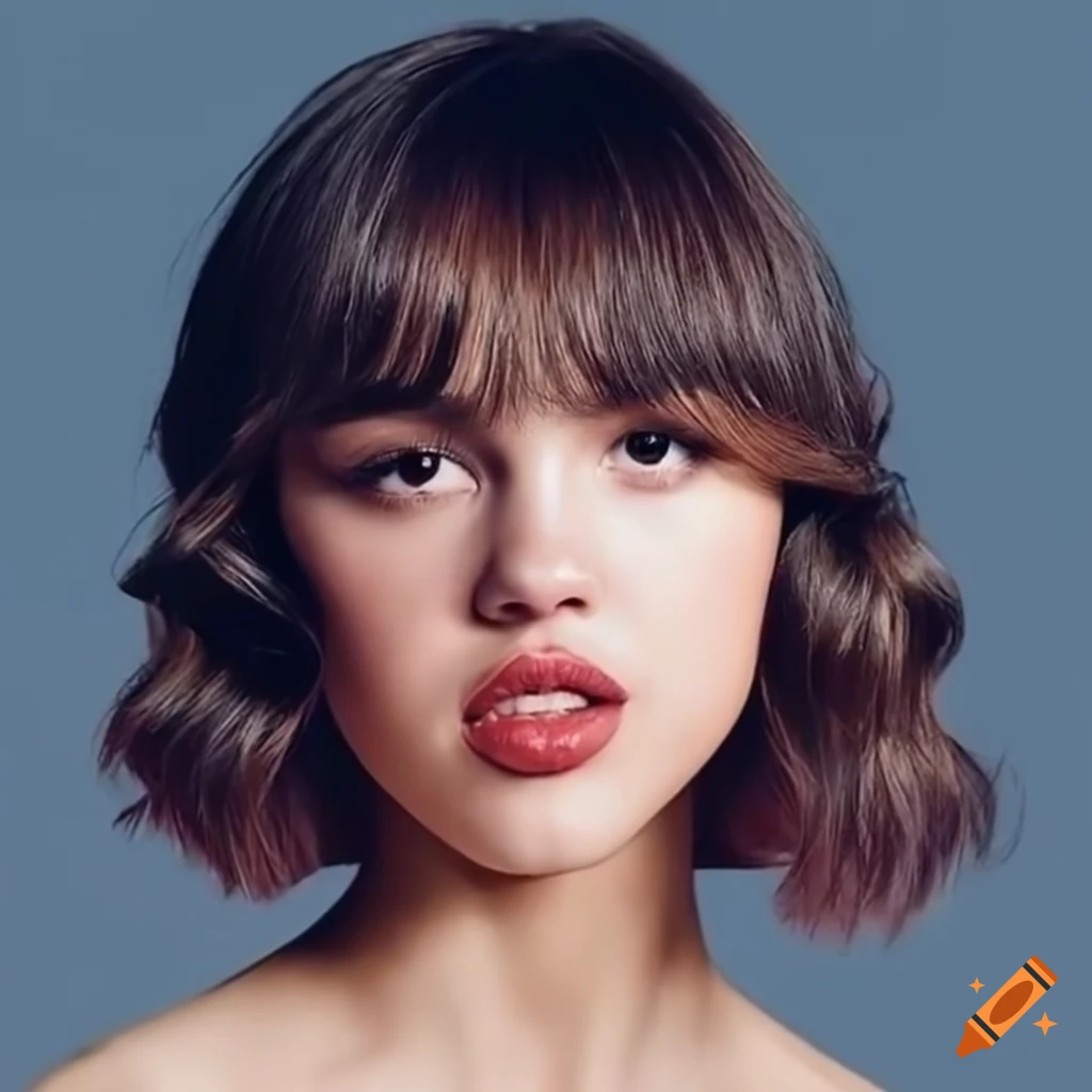 Olivia rodrigo with mid-length haircut and bangs on Craiyon