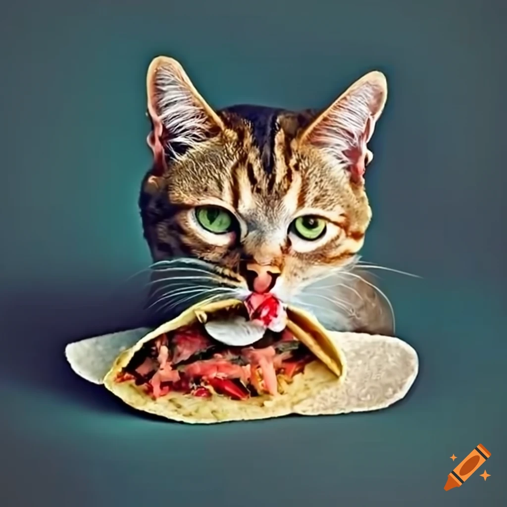 Cat enjoying tacos on Craiyon