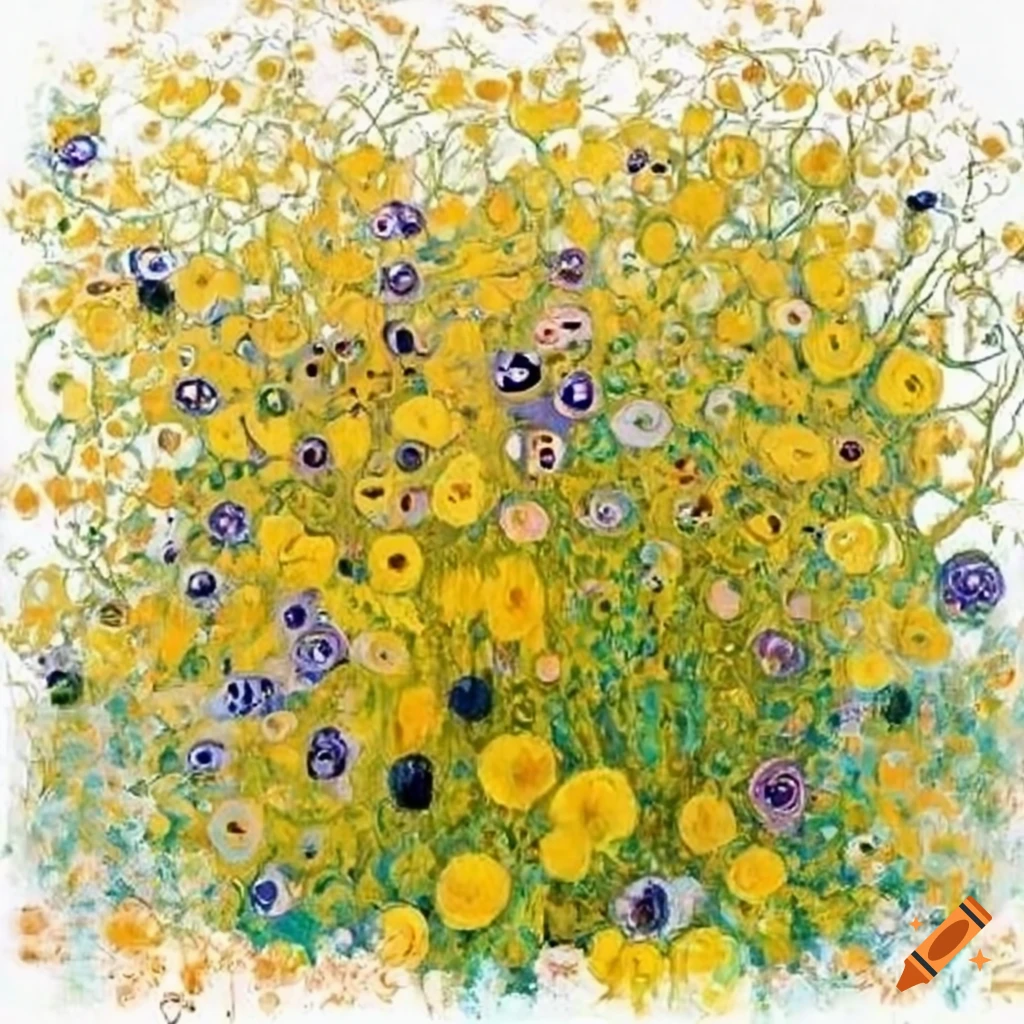 Abstract spring flora painting by gustav klimt on a white background on ...