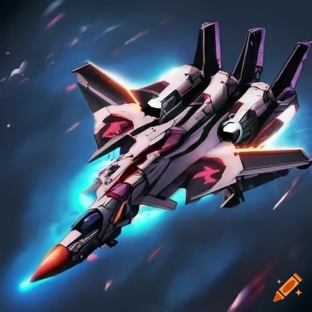 Space jet fighter plane with hyper speed explosions in space on Craiyon